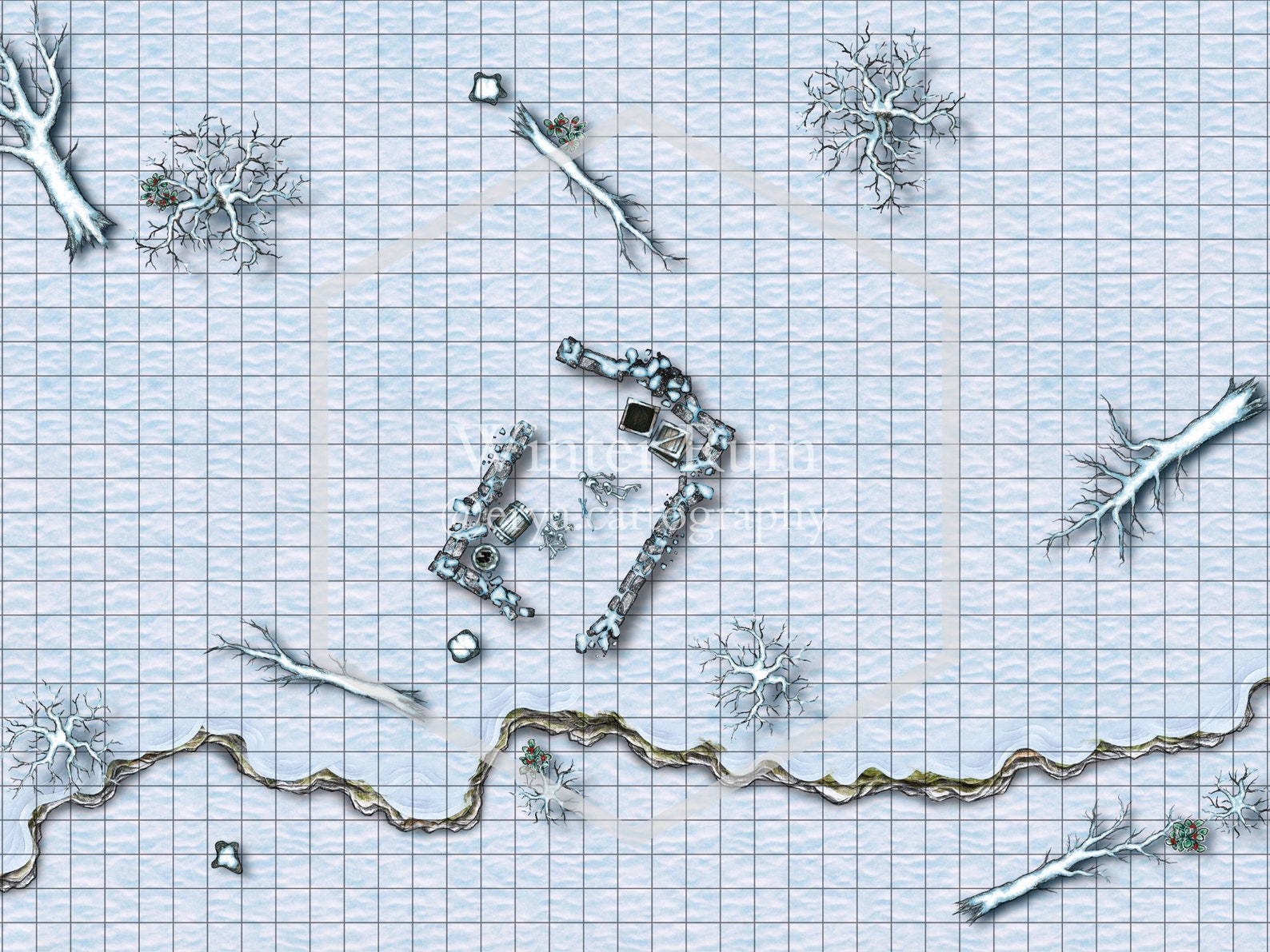 Winter Ruin Battle Map 4K 2K, Dnd Map, Dungeons and Dragons, Roll20 ...