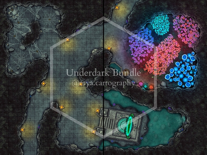 Underdark Bundle 4K, Caves, 8 Battle Maps, Dnd Map, Dungeons and ...