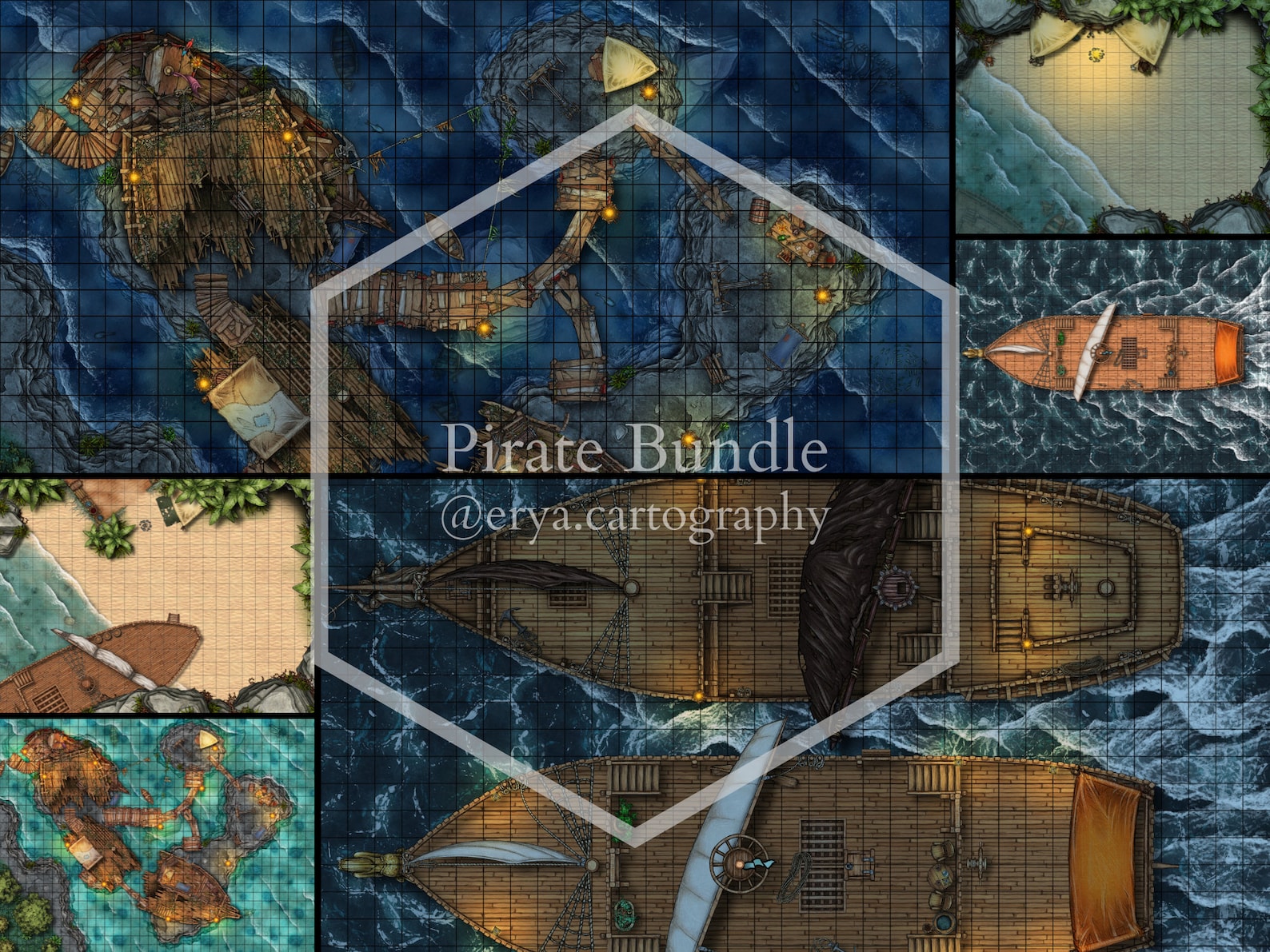 Pirate Map Bundle 4K, 5 Battle Maps, Dnd Map, Dungeons and Dragons ...