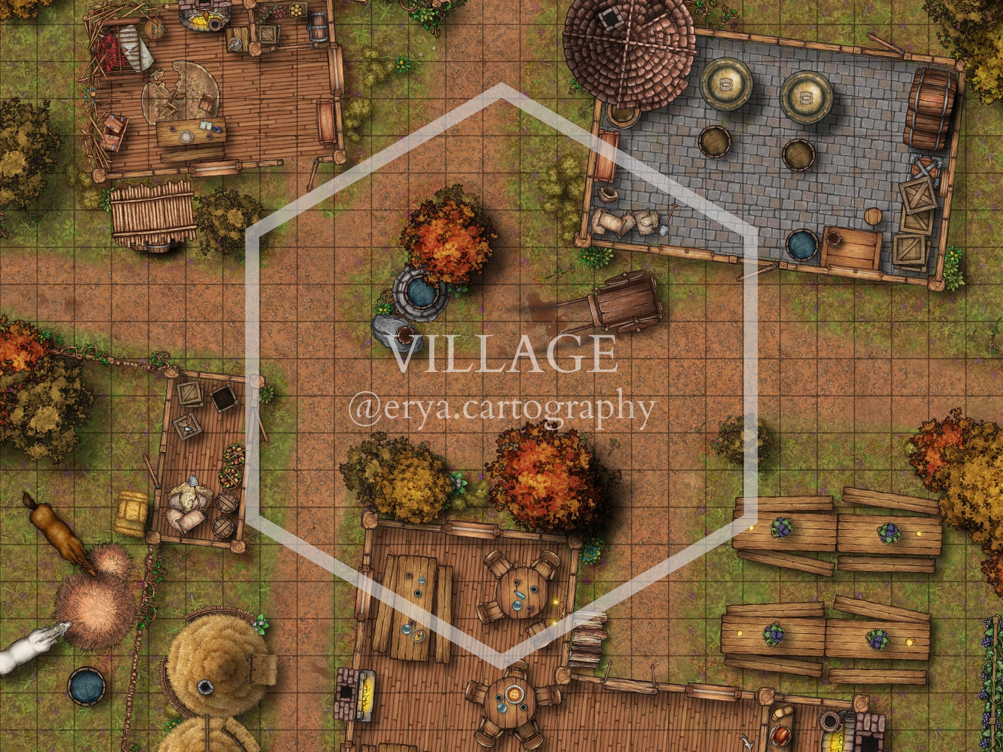 Village Battle Map 4K 2K Dnd Map Dungeons and Dragons - Etsy Hong Kong