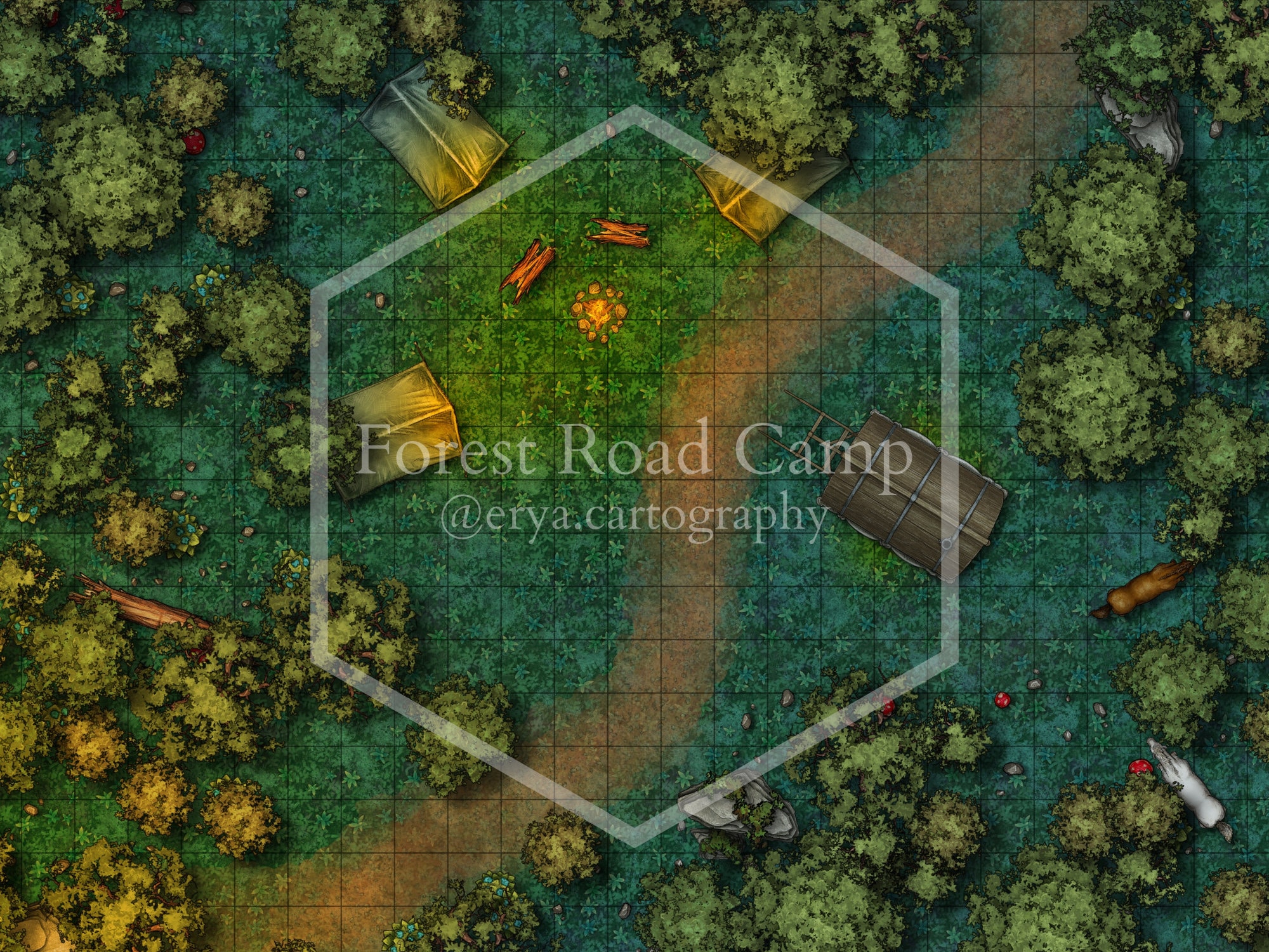 Forest Road Camp Battle Map 4K 2K, Dnd Map, Dungeons and Dragons ...