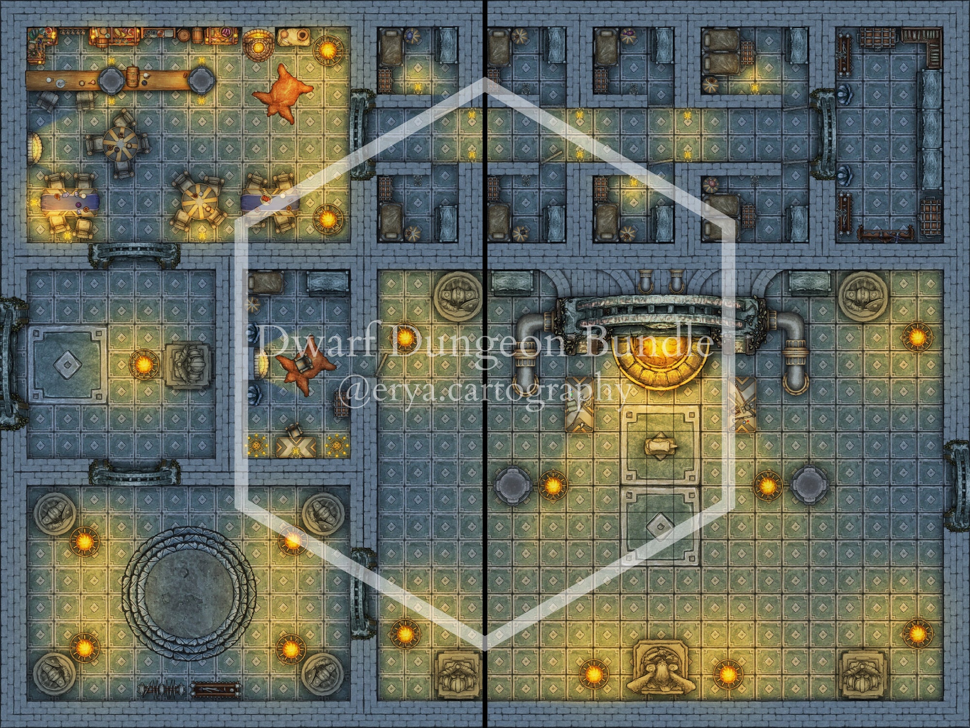 Dwarf Dungeon Bundle 4K, 4 Battle Maps, Dnd Map, Dungeons and Dragons ...