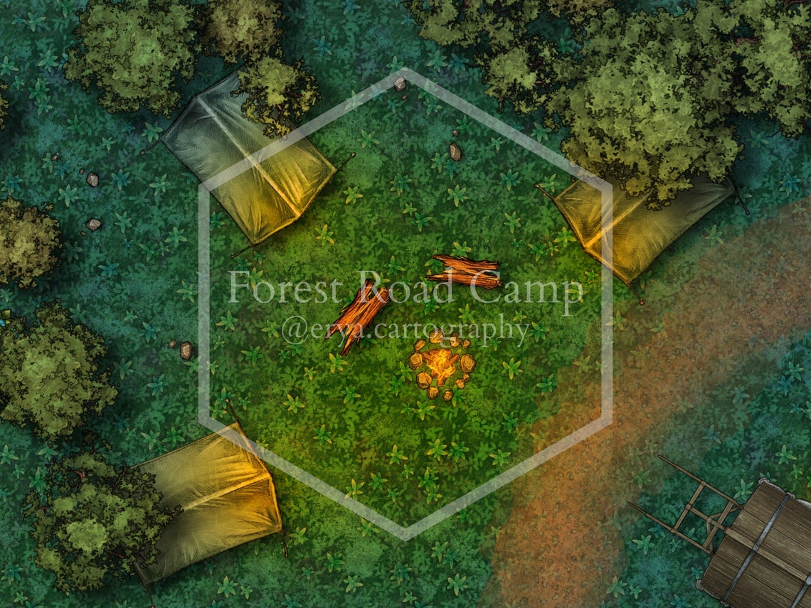 Forest Road Camp Battle Map 4K 2K, Dnd Map, Dungeons and Dragons ...