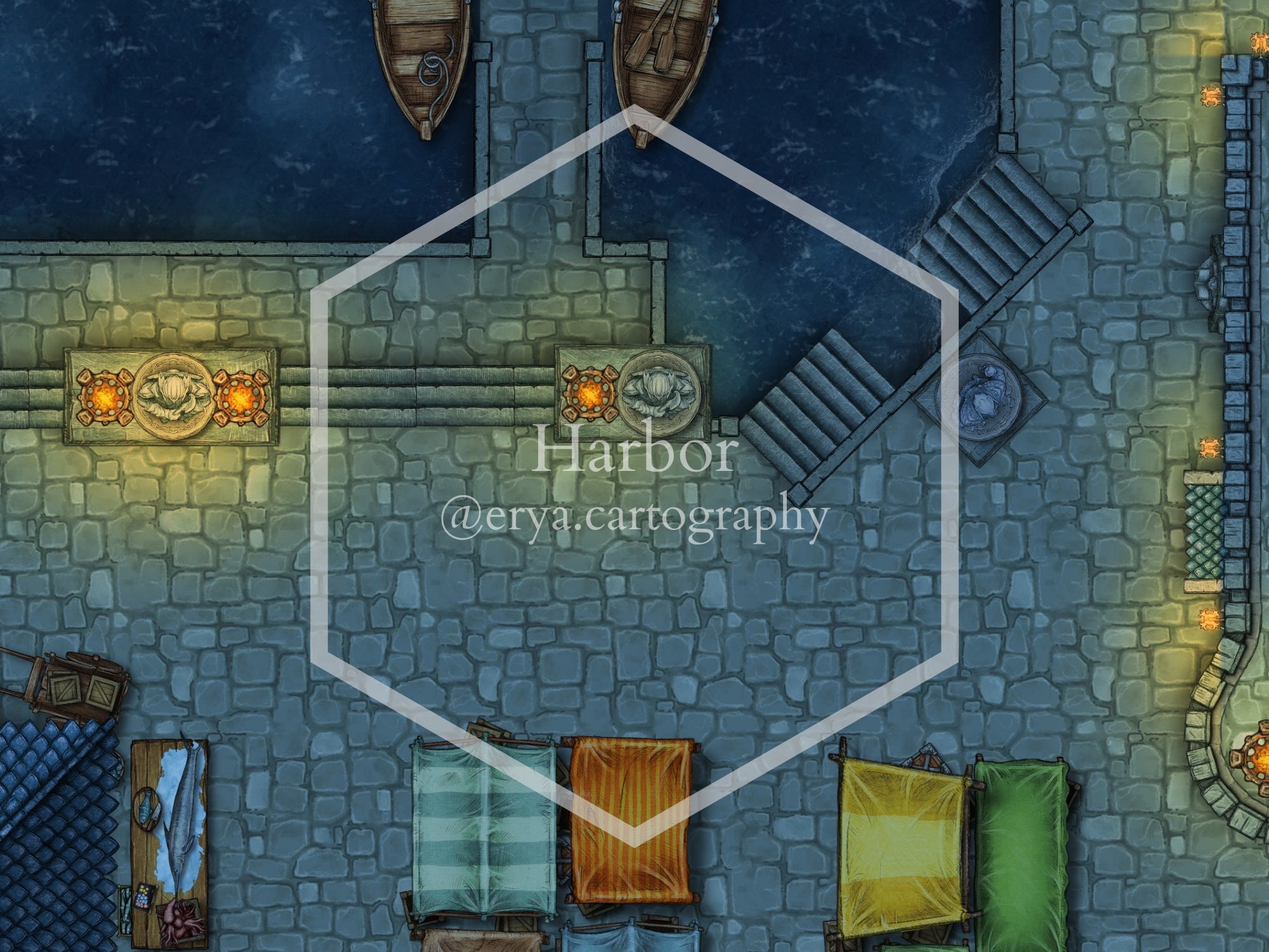 Harbor Battle Map 4K 2K, Dnd Map, Dungeons and Dragons, Roll20, Foundry ...