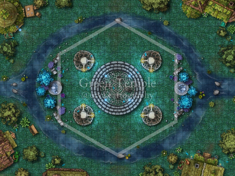Green Temple Battle Map 4K 2K, Dnd Map, Dungeons and Dragons, Roll20 ...