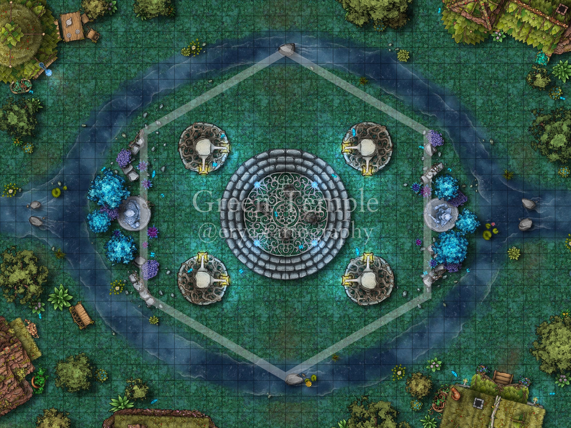 Green Temple Battle Map 4K 2K, Dnd Map, Dungeons and Dragons, Roll20 ...