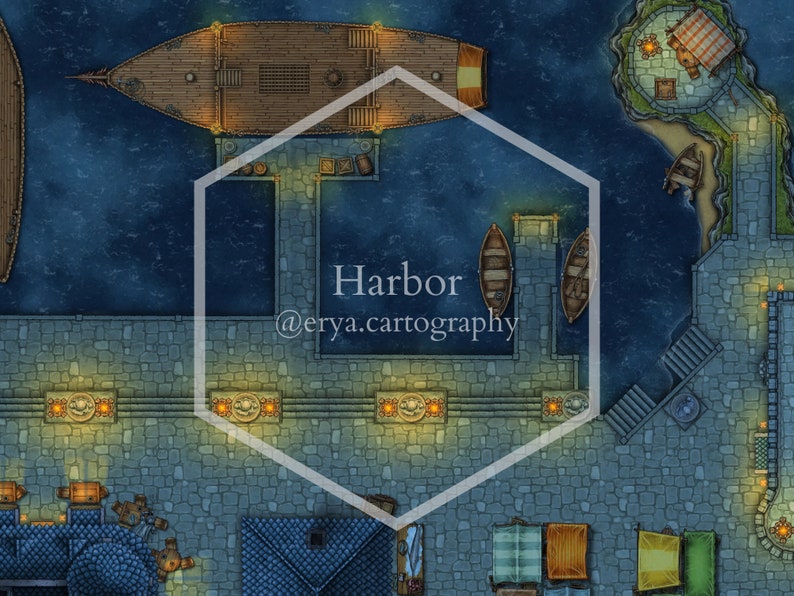 Harbor Battle Map 4K 2K, Dnd Map, Dungeons and Dragons, Roll20, Foundry ...