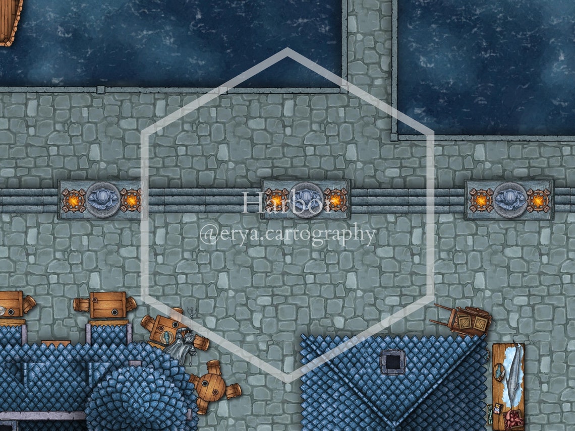 Harbor Battle Map 4K 2K, Dnd Map, Dungeons and Dragons, Roll20, Foundry ...