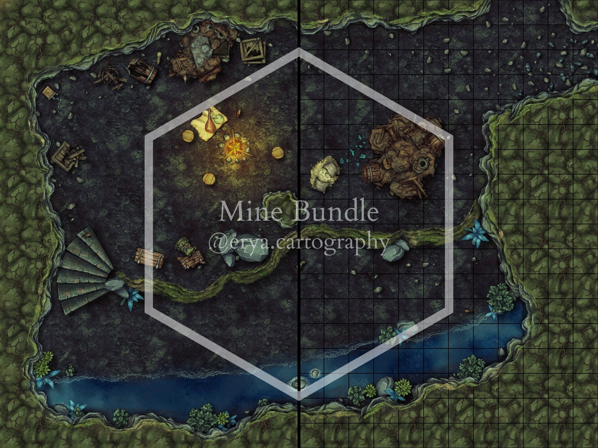 Mine Bundle 2K 4K, 4 Battle Maps, Dnd Map, Dungeons and Dragons, Roll20 ...