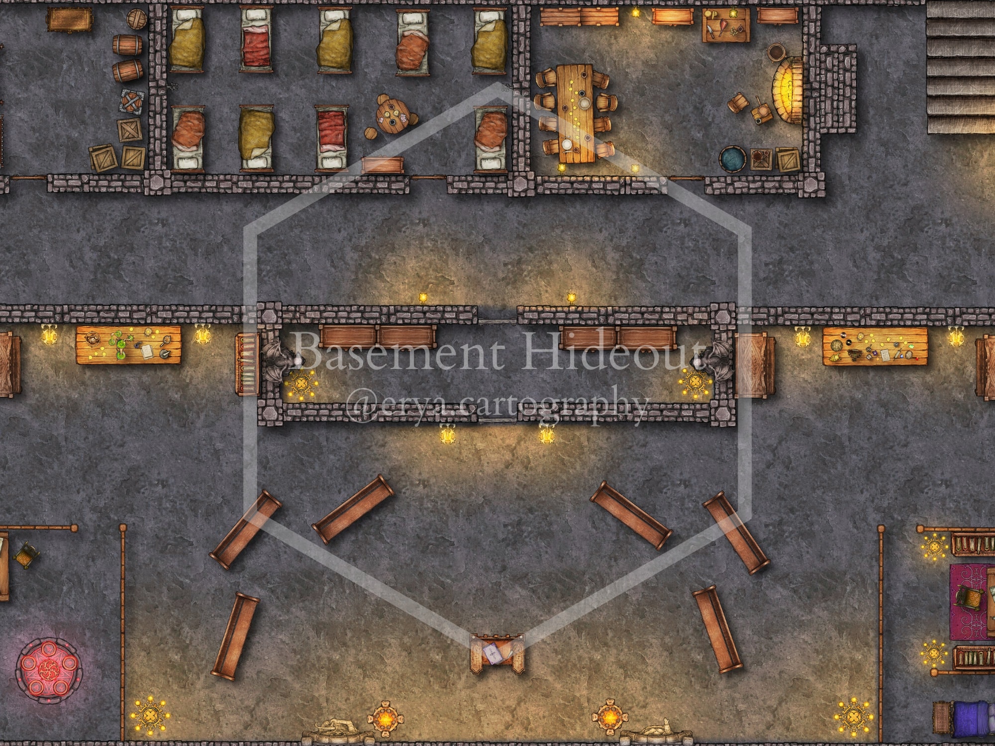 Basement Hideout Battle Map 4K 2K, Dnd Map, Dungeons and Dragons, Roll20, Foundry VTT, Fantasy ...