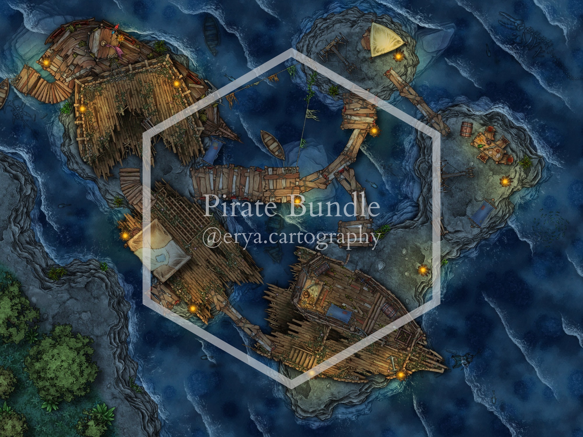 Piraten Map Bundle 4K, 5 Schlachtkarten, DnD Map, Dungeons and Dragons ...