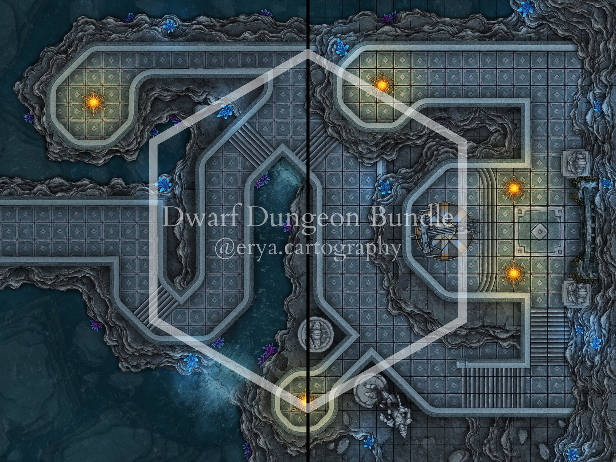 Dwarf Dungeon Bundle 4K, 4 Battle Maps, Dnd Map, Dungeons and Dragons ...