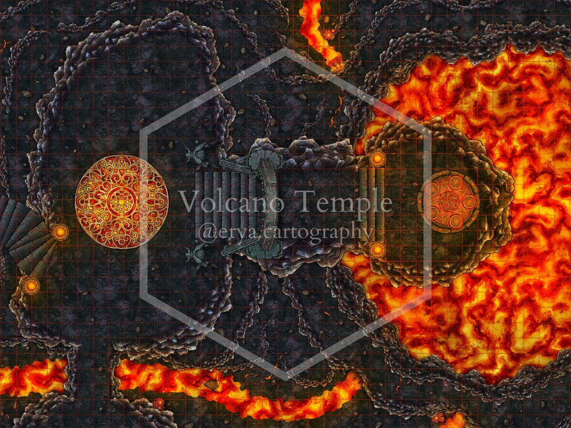 Volcano Temple Battle Map 4K 2K Dnd Map Dungeons and - Etsy