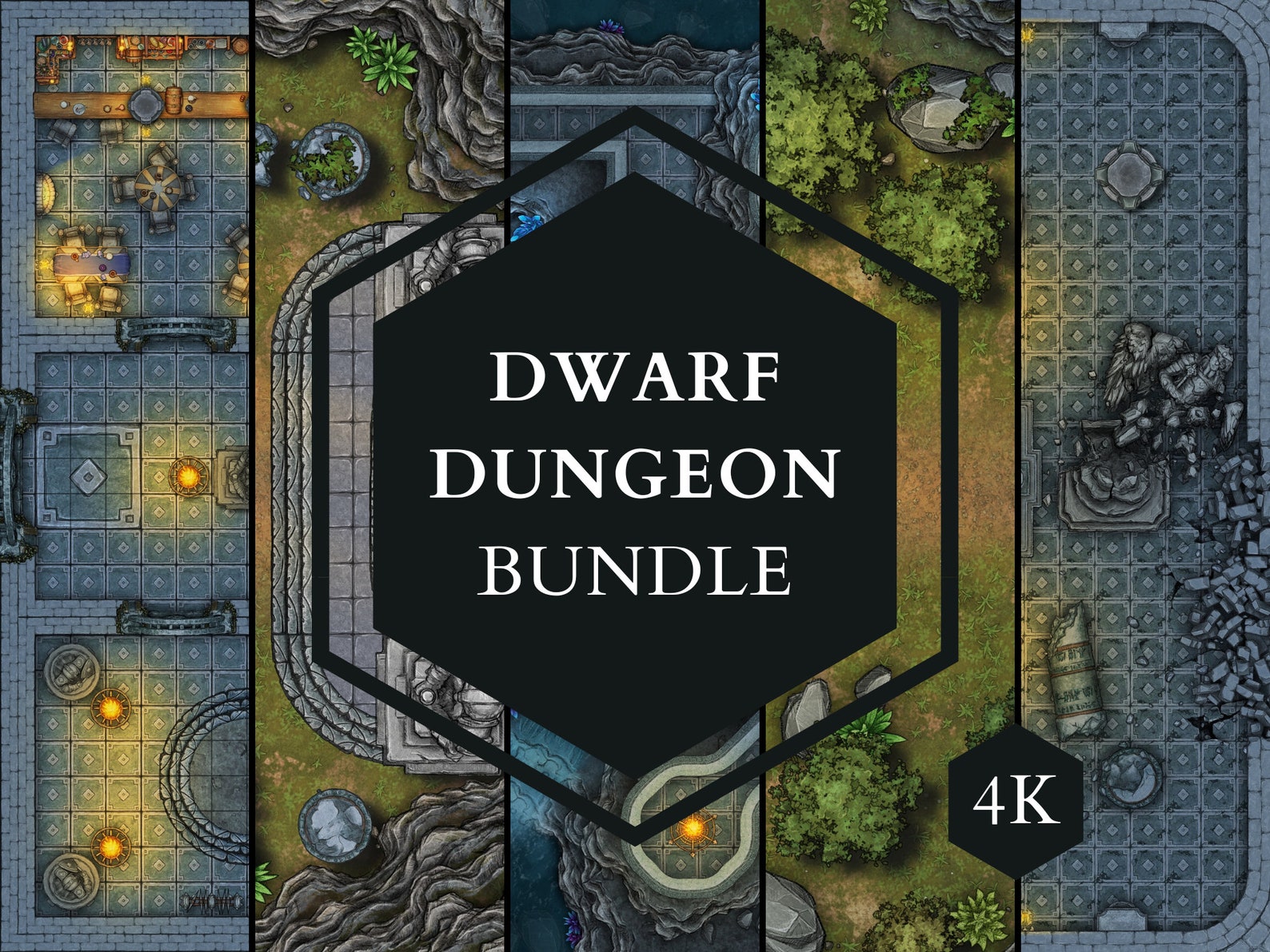Dwarf Dungeon Bundle 4K, 4 Battle Maps, Dnd Map, Dungeons and Dragons ...