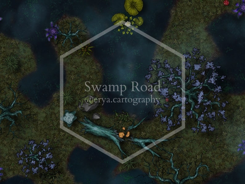 Swamp Road Battle Map 4K 2K, Dnd Map, Dungeons and Dragons, Roll20 ...