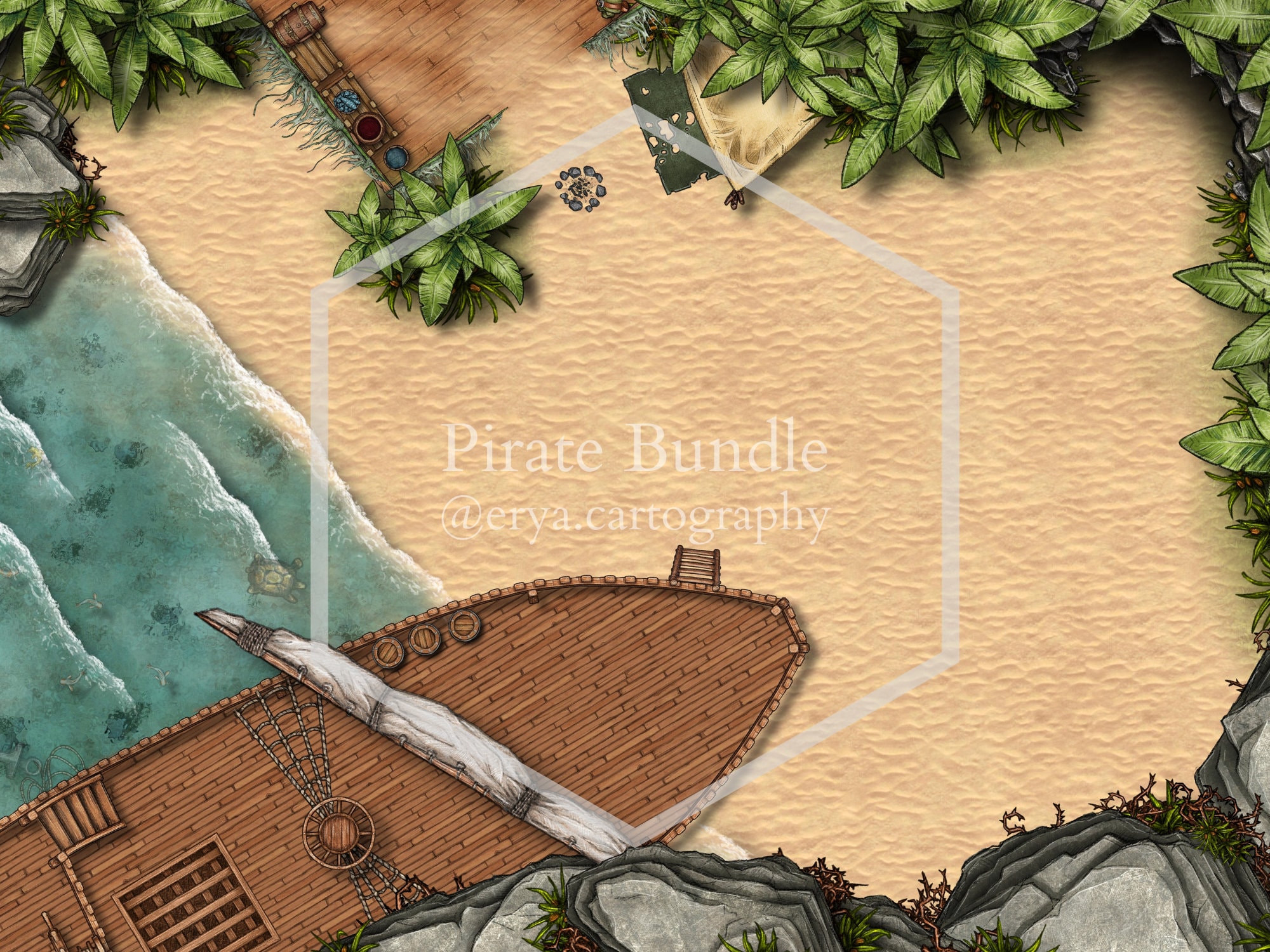 Piraten Map Bundle 4K, 5 Schlachtkarten, DnD Map, Dungeons and Dragons ...