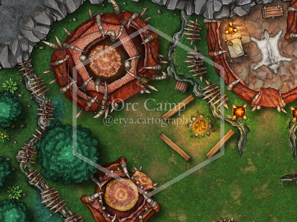 Orc Camp Battle Map 4K 2K, Dnd Map, Dungeons and Dragons, Roll20 ...