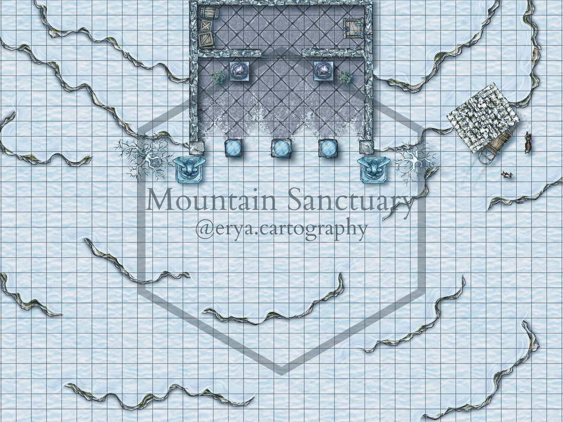 Mountain Sanctuary Battle Map 4K 2K, Dnd Map, Dungeons and Dragons ...