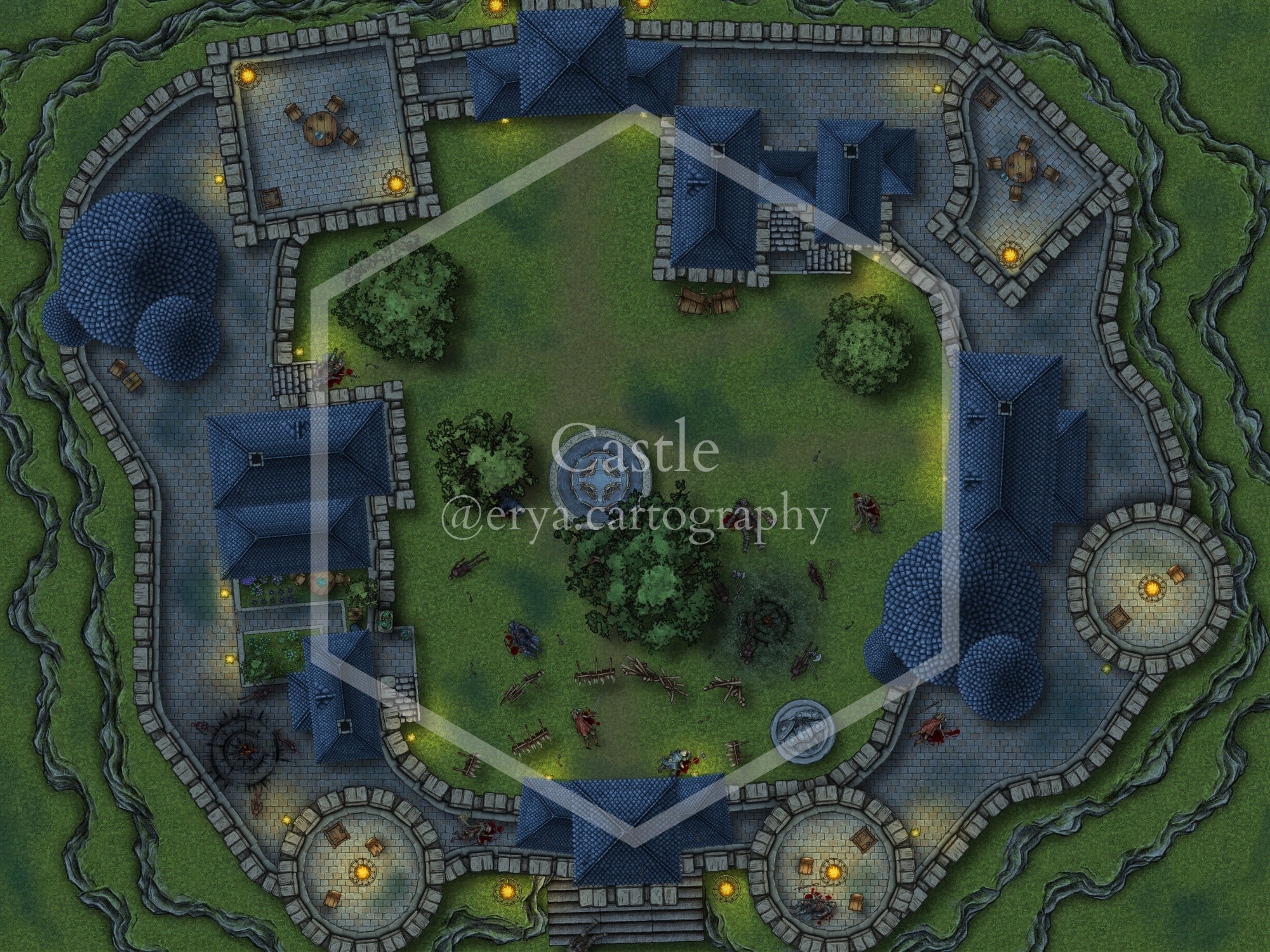 Castle Battle Map 4K 2K, Dnd Map, Dungeons and Dragons, Roll20, Foundry ...