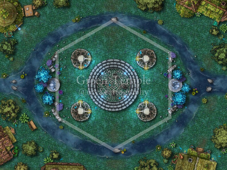 Green Temple Battle Map 4K 2K, Dnd Map, Dungeons and Dragons, Roll20 ...