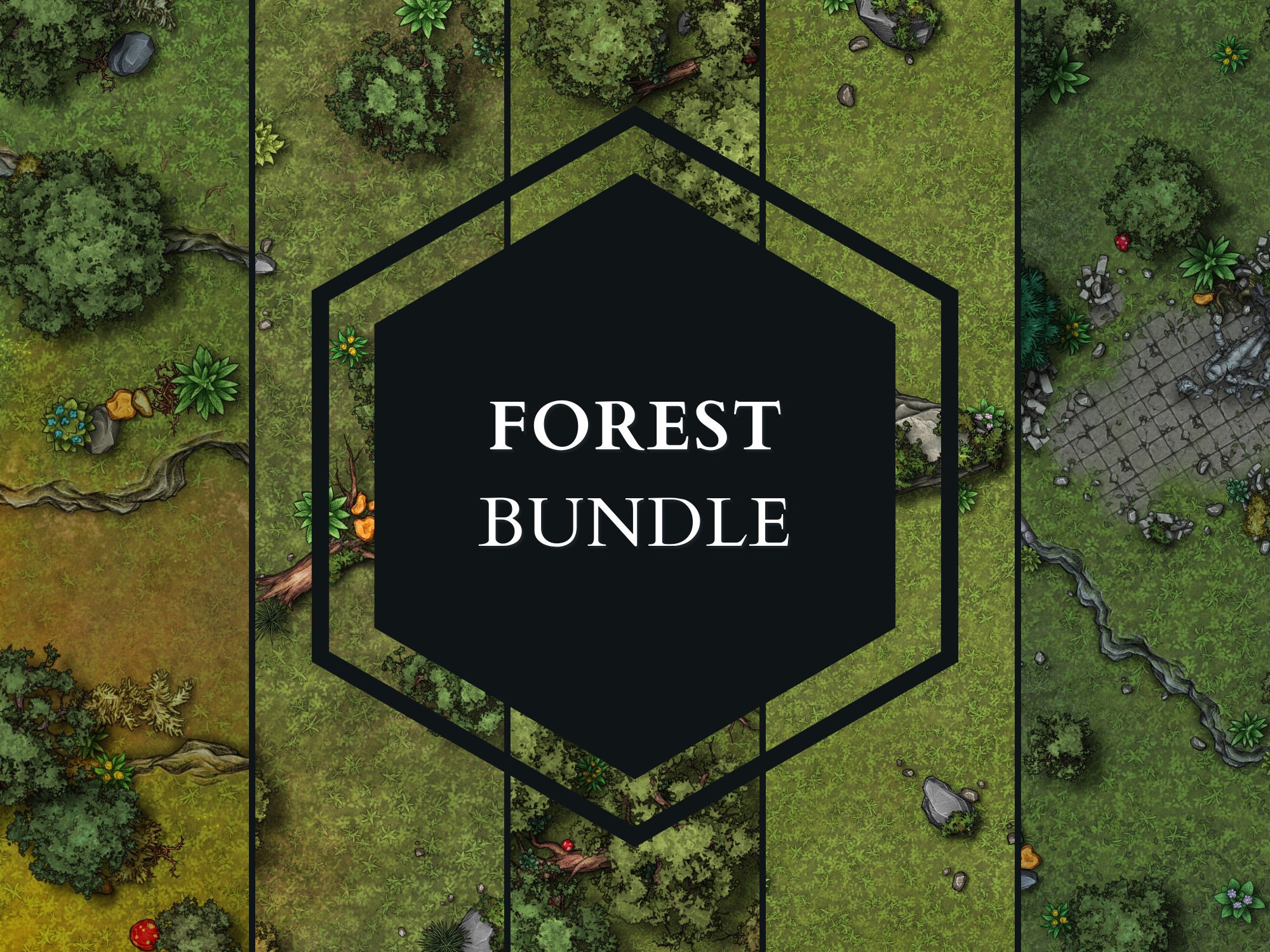 Forest Bundle Battle Maps 2K, Dnd Map, Dungeons and Dragons, Roll20, Foundry VTT, Fantasy ...