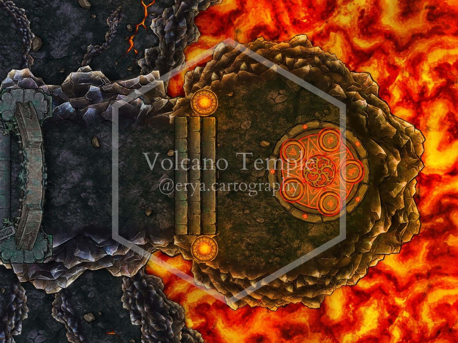 Volcano Temple Battle Map 4K 2K Dnd Map Dungeons and - Etsy