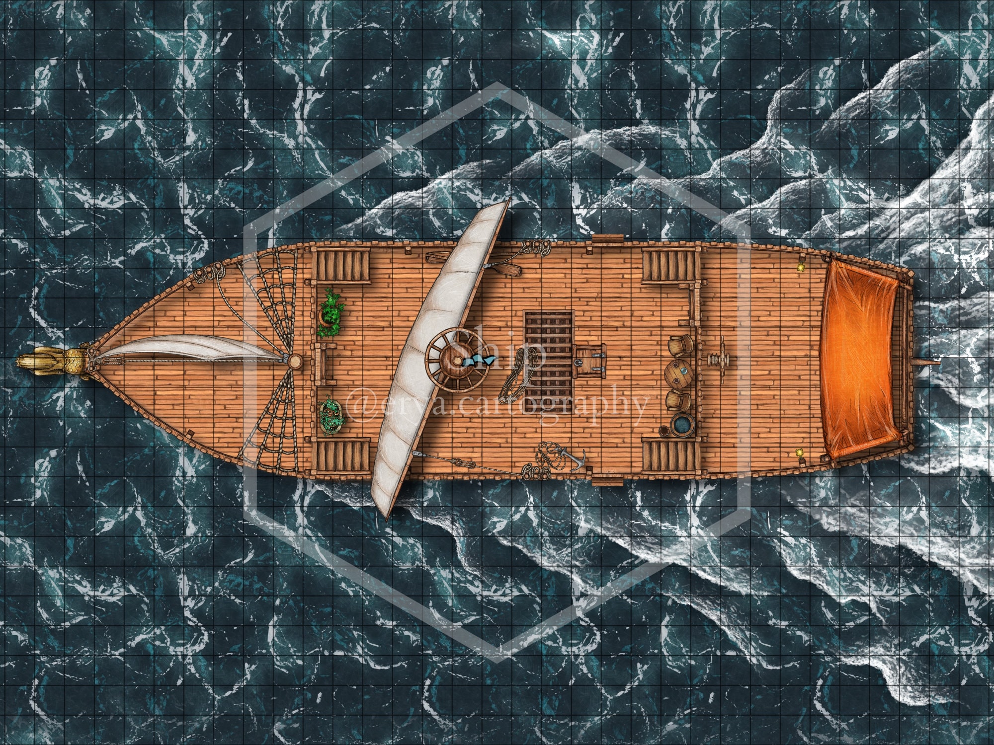 Ship Battle Map 4K 2K, Dnd Map, Dungeons and Dragons, Roll20, Foundry ...