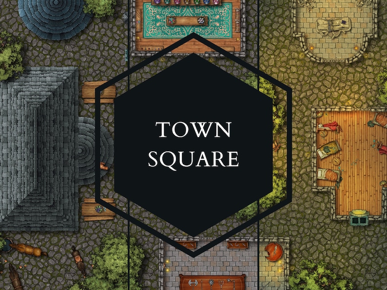 Town Square Battle Map 4K 2K Dnd Map Dungeons and Dragons - Etsy UK