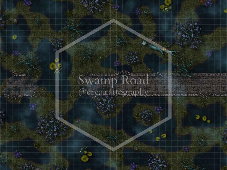 Swamp Road Battle Map 4K 2K, Dnd Map, Dungeons and Dragons, Roll20 ...