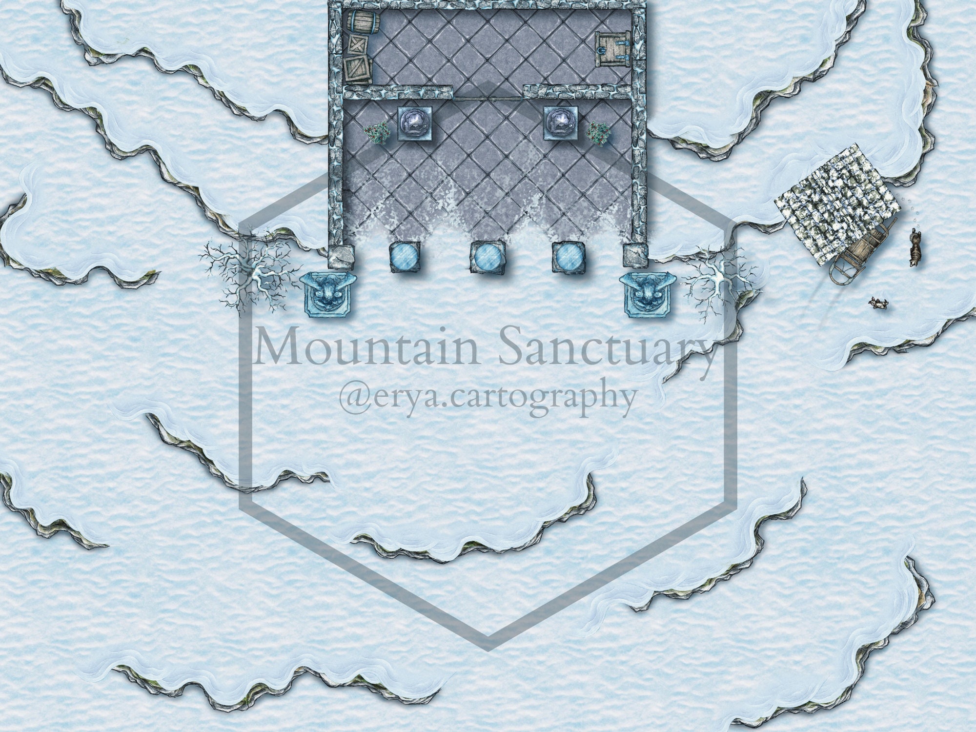 Mountain Sanctuary Battle Map 4K 2K, Dnd Map, Dungeons and Dragons ...