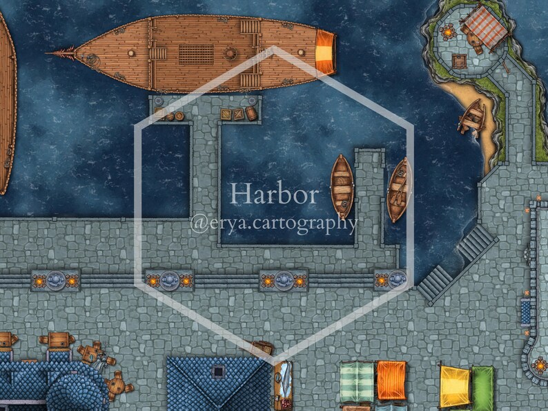 Harbor Battle Map 4K 2K, Dnd Map, Dungeons and Dragons, Roll20, Foundry ...