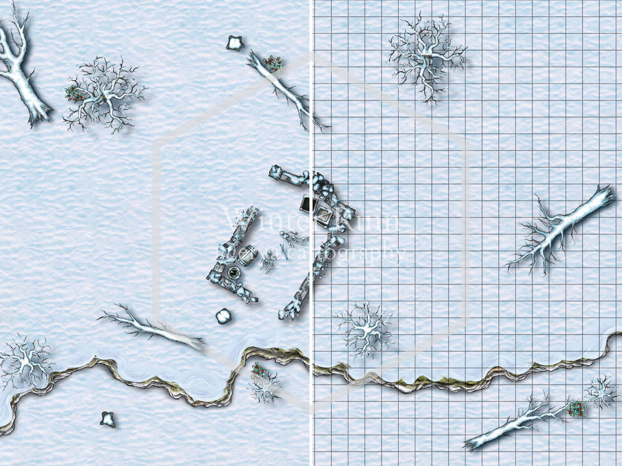 Winter Ruin Battle Map 4K 2K, Dnd Map, Dungeons and Dragons, Roll20 ...