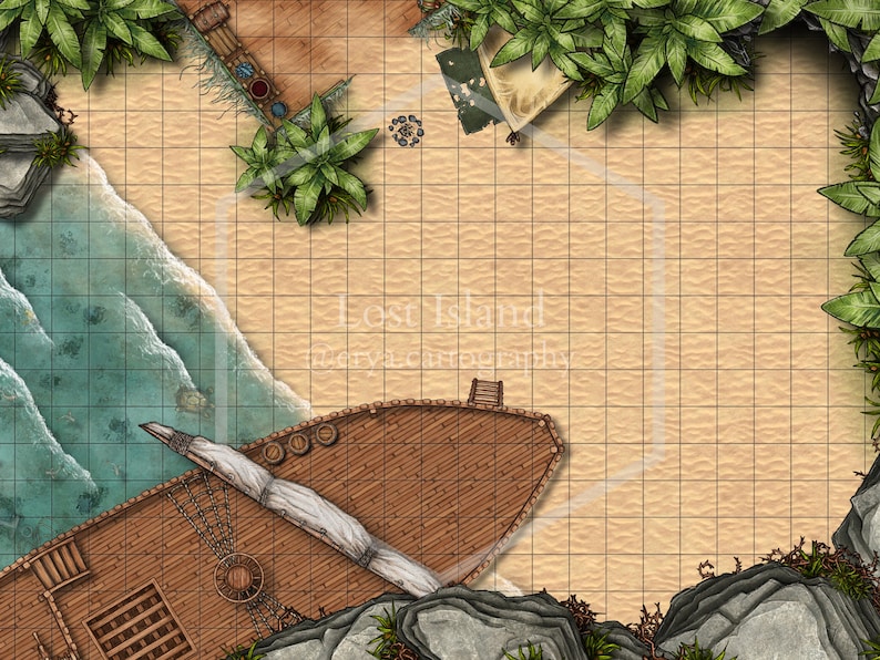 Lost Island Battle Map 4K 2K, Dnd Map, Dungeons and Dragons, Roll20 ...