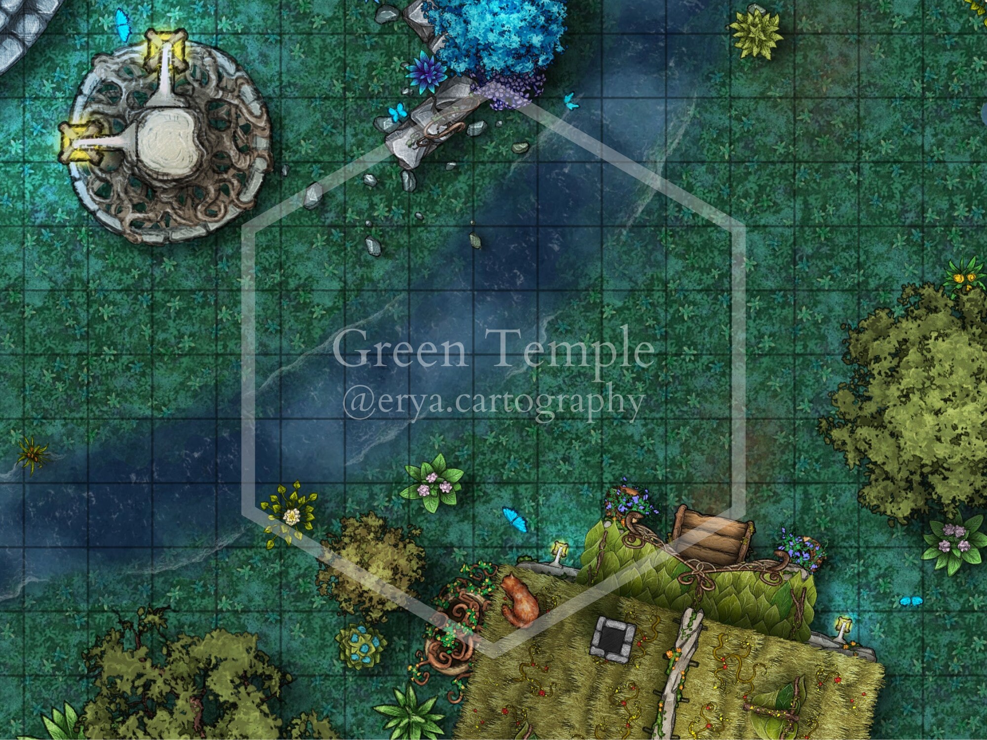Green Temple Battle Map 4K 2K, Dnd Map, Dungeons and Dragons, Roll20 ...