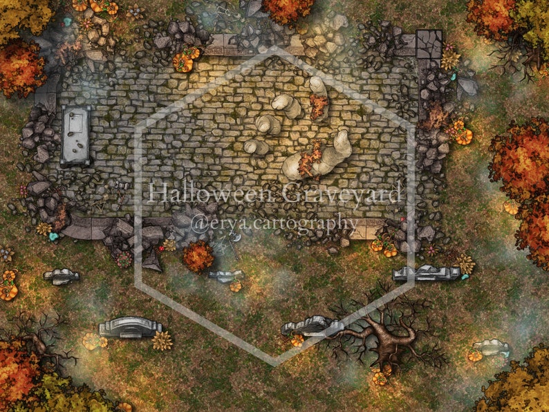 Halloween Graveyard Battle Map 4K Dnd Map Dungeons and - Etsy Hong Kong