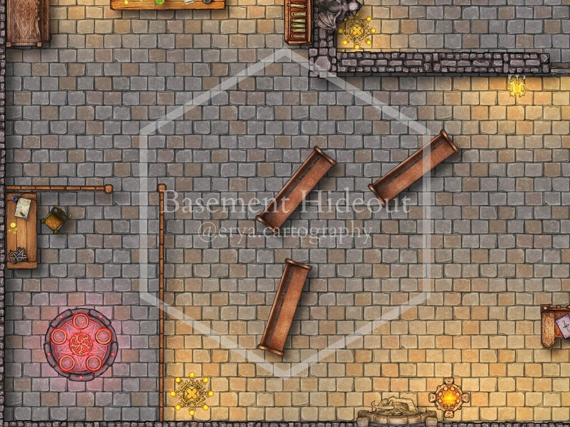 Basement Hideout Battle Map 4K 2K, Dnd Map, Dungeons and Dragons ...