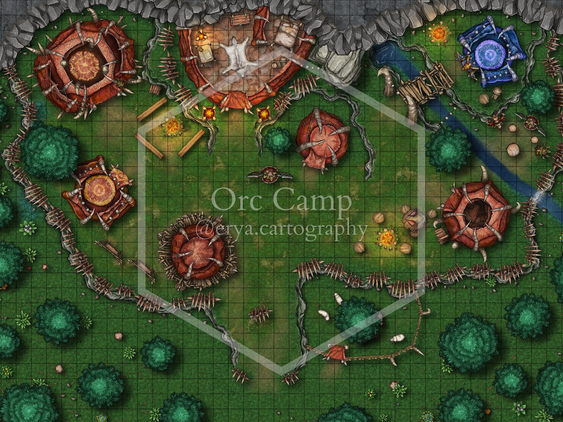 Orc Camp Battle Map 4K 2K, Dnd Map, Dungeons and Dragons, Roll20 ...