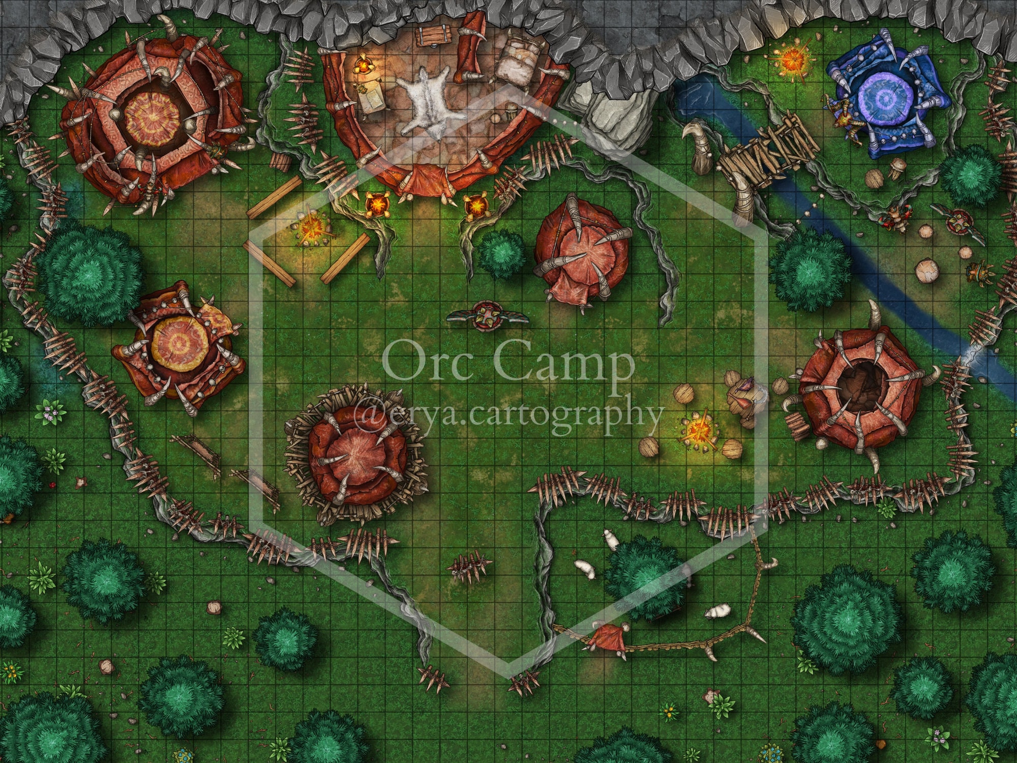 Campgrounds By Night 20x20 Battlemaps Dnd Orc Forest Map Dnd World Map Building Map Rpg Xxx