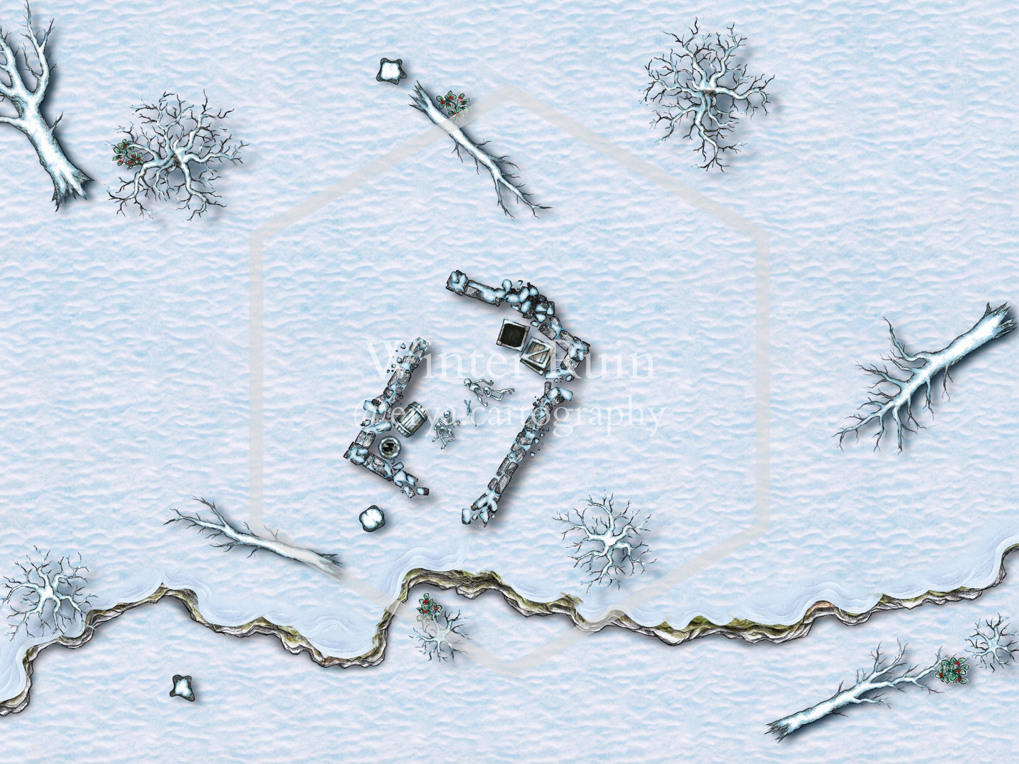Winter Ruin Battle Map 4K 2K, Dnd Map, Dungeons and Dragons, Roll20 ...