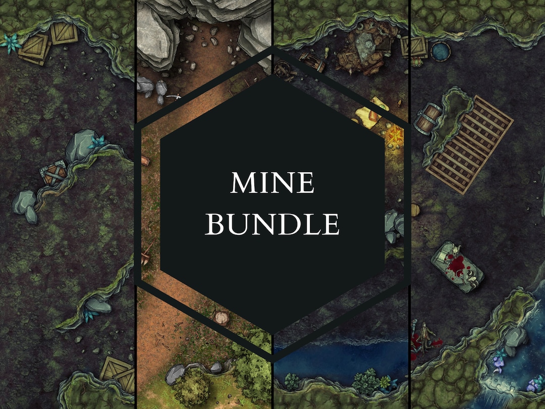 Mine Bundle 2K 4K, 4 Battle Maps, Dnd Map, Dungeons and Dragons, Roll20 ...