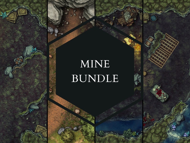 Mine Bundle 2K 4K, 4 Battle Maps, Dnd Map, Dungeons and Dragons, Roll20 ...