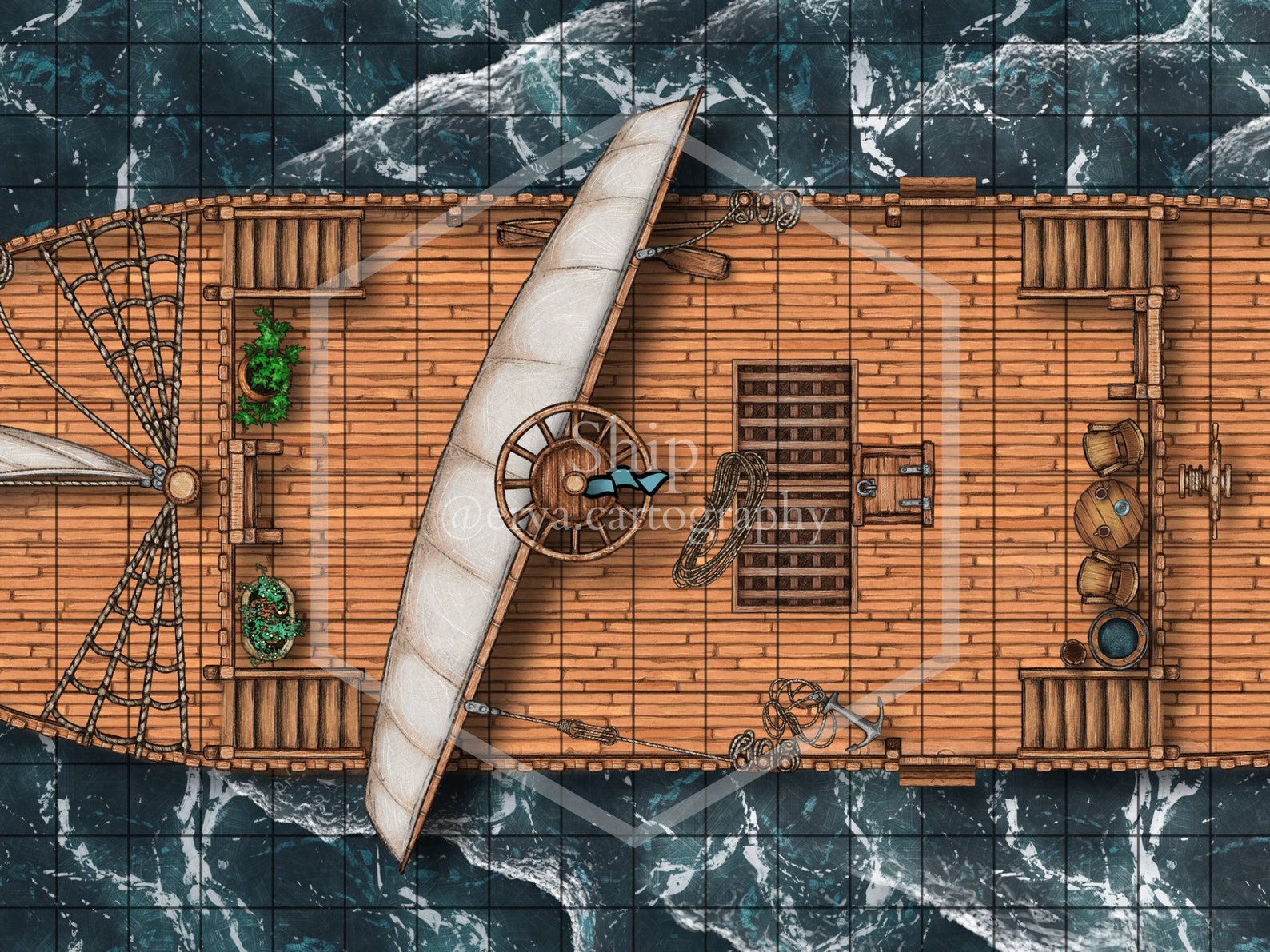 Ship Battle Map 4K 2K, Dnd Map, Dungeons and Dragons, Roll20, Foundry ...
