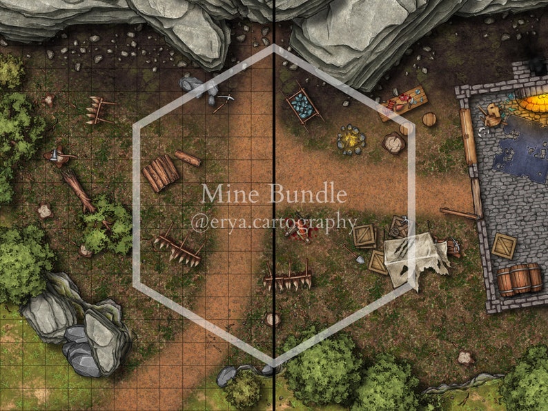 Mine Bundle 2K 4K, 4 Battle Maps, Dnd Map, Dungeons and Dragons, Roll20 ...