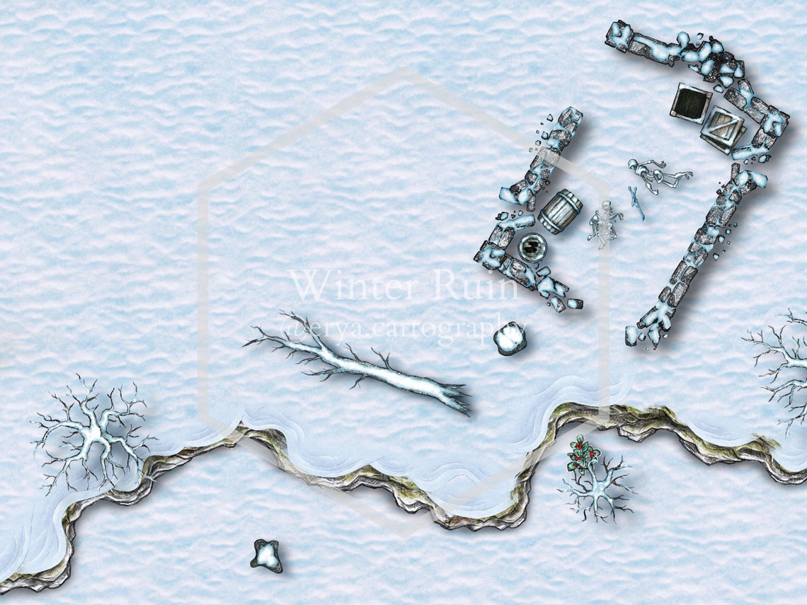 Winter Ruin Battle Map 4K 2K, Dnd Map, Dungeons and Dragons, Roll20 ...