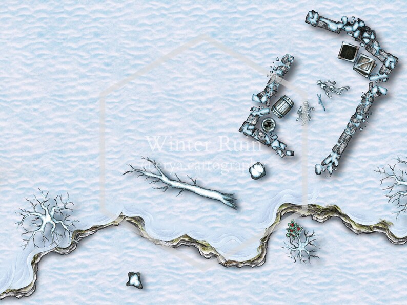Winter Ruin Battle Map 4K 2K, Dnd Map, Dungeons and Dragons, Roll20 ...