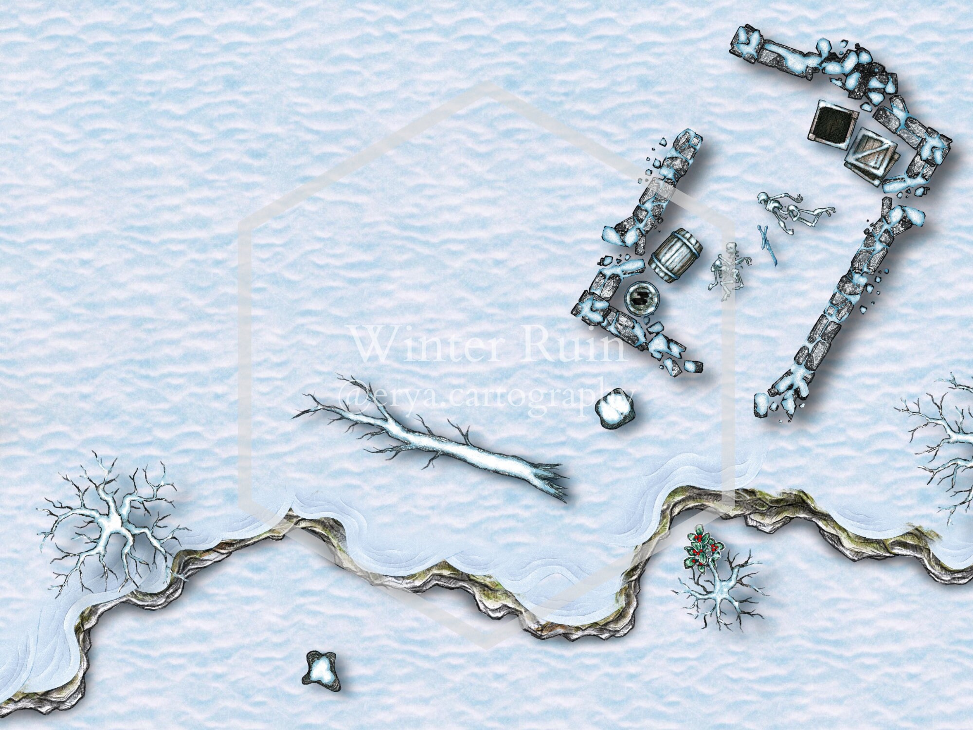 Winter Ruin Battle Map 4K 2K, Dnd Map, Dungeons and Dragons, Roll20 ...