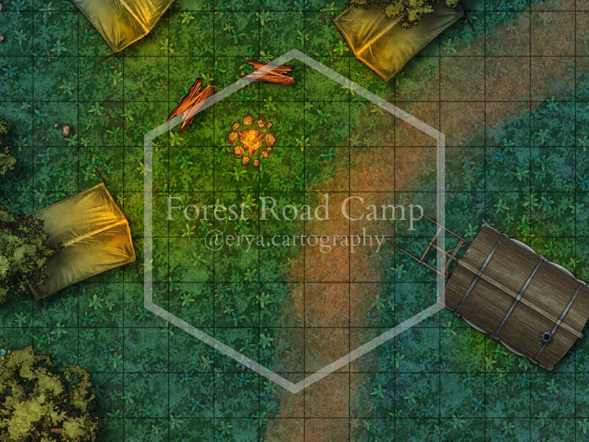 Forest Road Camp Battle Map 4K 2K, Dnd Map, Dungeons and Dragons ...