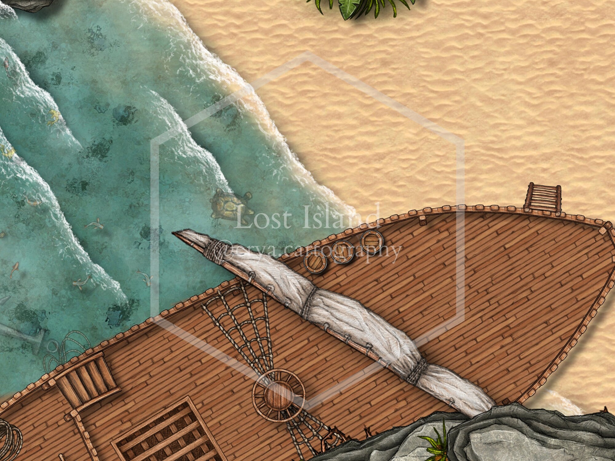 Lost Island Battle Map 4K 2K, Dnd Map, Dungeons and Dragons, Roll20 ...