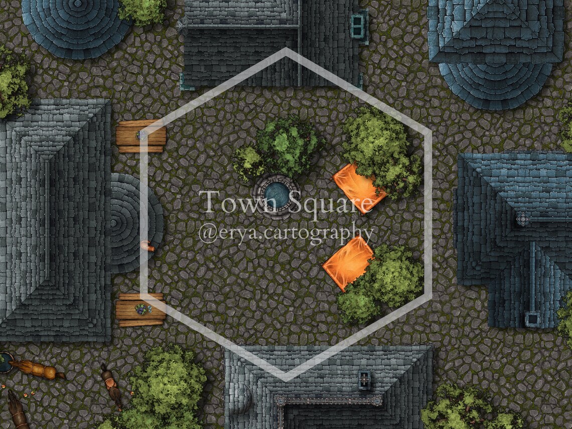 Town Square Battle Map 4K 2K, Dnd Map, Dungeons and Dragons, Roll20 ...