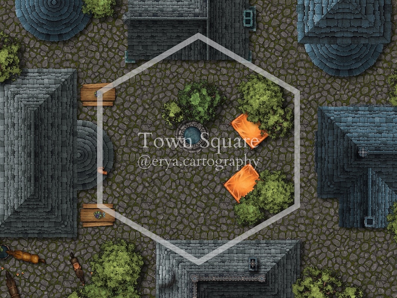 Town Square Battle Map 4K 2K, Dnd Map, Dungeons and Dragons, Roll20 ...